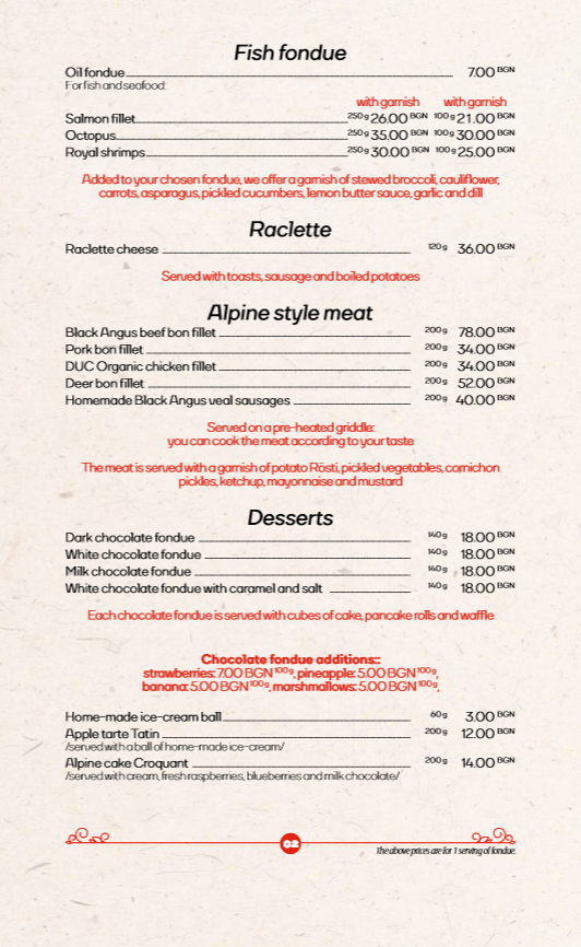 First Alpine restaurant Fondue in the town of Bansko